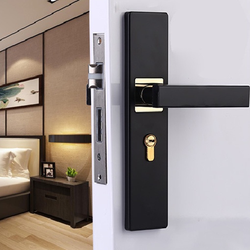 Jual Gagang Pintu Gaya Eropa Hitam Full Set / Kunci Pintu Premium Door ...