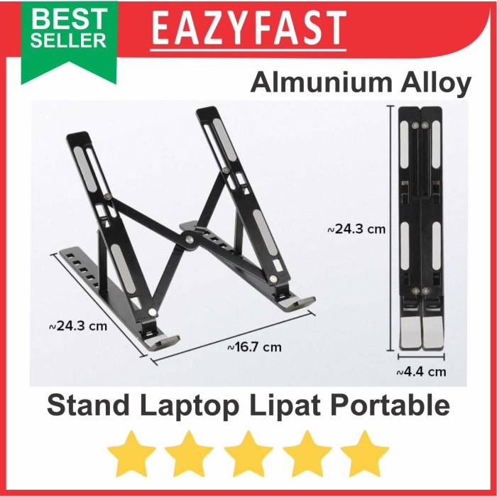 Jual Stand Laptop Tab Aluminium Alumunium Alloy Lipat Portable Dudukan ...