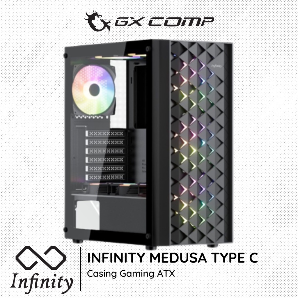 Jual Casing Infinity Medusa V2 Tempered glass side panel with Type C ...