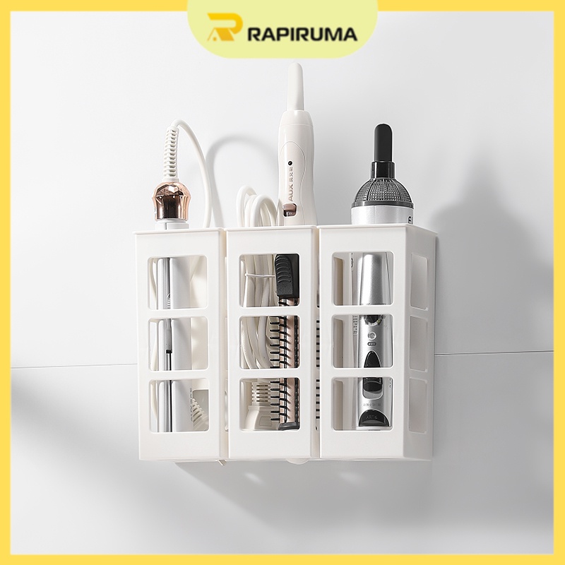 Jual Rak Gantung Tempel Plastik Multifungsi / Storage Basket Hair Dryer Comb Holder Bathroom ...