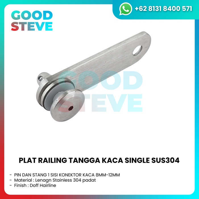 Jual Plate Railing Tangga Singel 1 Sisi Pin Kaca Padat | Shopee Indonesia
