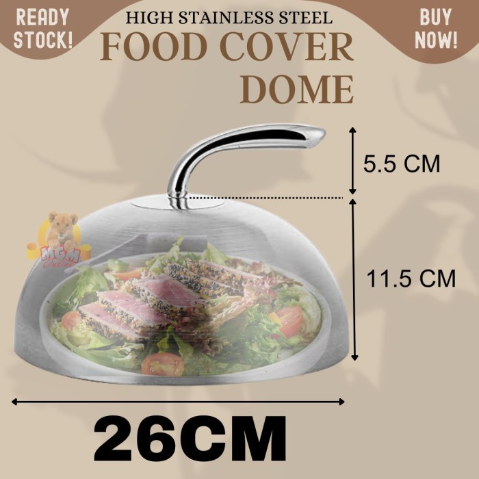 Jual penutup makanan HIGH DOME 26cm food cover 10in stainless tebal ...