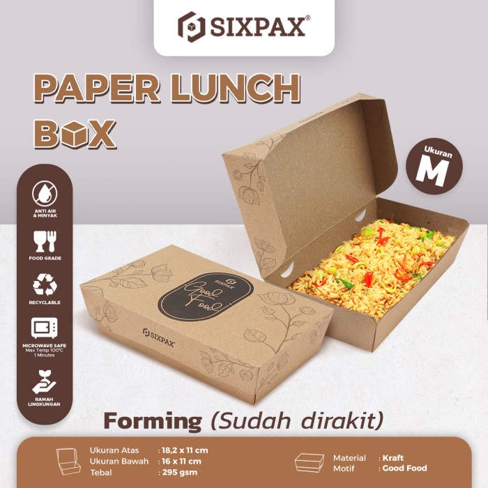 Jual Paper Lunch Box [Forming] Motif Floral Kraft 295gr Laminasi 1PE ...