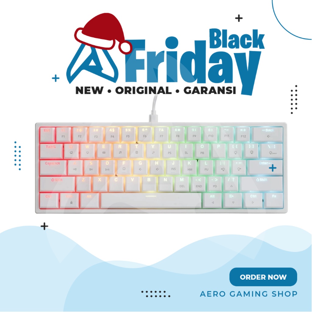 Jual DA Meca 6 RGB Low Profile 60% Mechanical Gaming Keyboard Putih ...