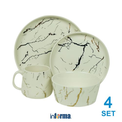 Jual Informa Appetite Set 16 Pcs Abbey Perlengkapan Makan Marble ...