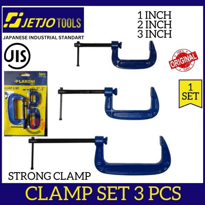 Jual JETJO 3 Pcs Klem Penjepit Kayu Besi Model C Clamp Catok ...