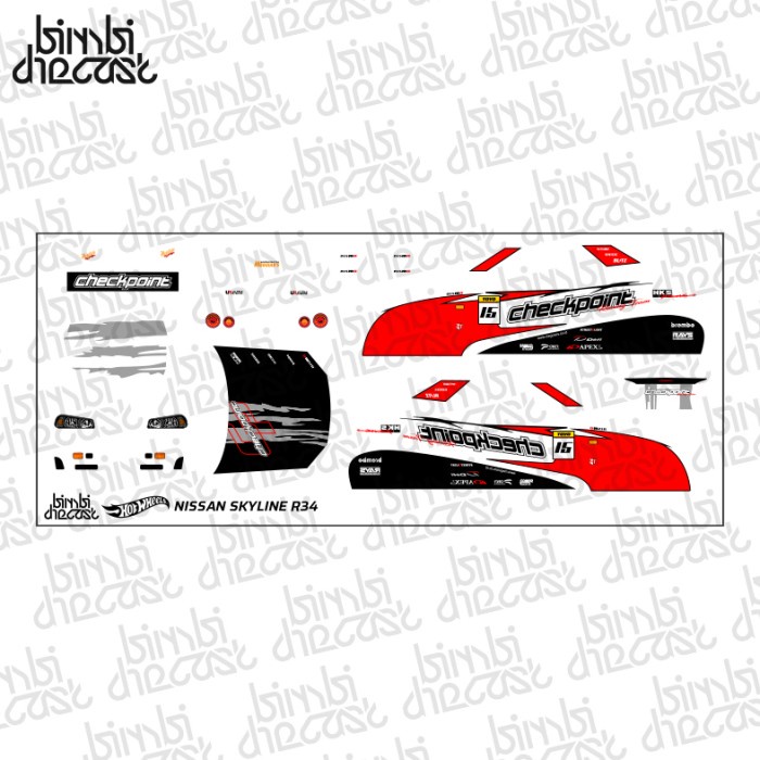 Jual Decal Stiker HW 1/64 Nissan Skyline R34 Checkpoint Transparan ...