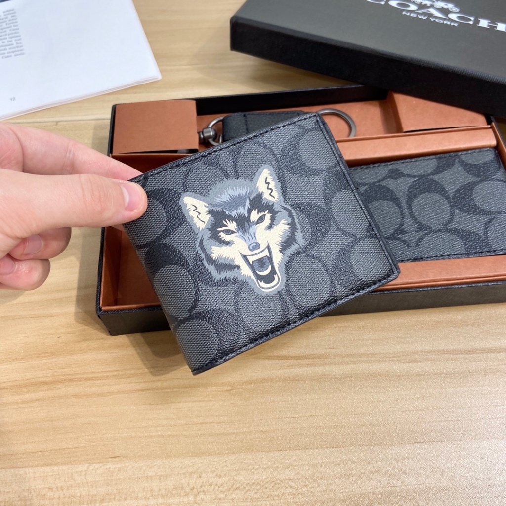 Jual Coach 31522 Wallet Men Wolf Double Billfold Wallet In Signature ...