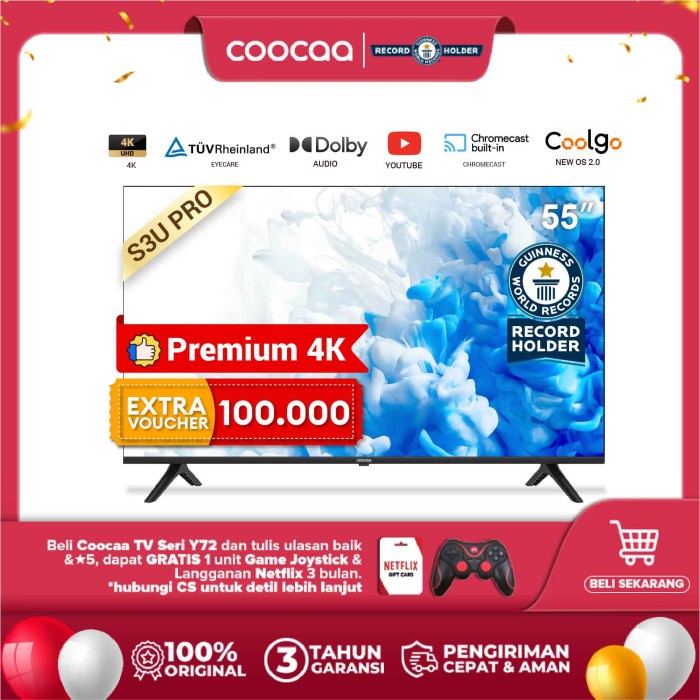 Jual COOCAA 55 inch Smart TV-4K UHD-Dolby Audio (Coocaa 55S3UPRO ...