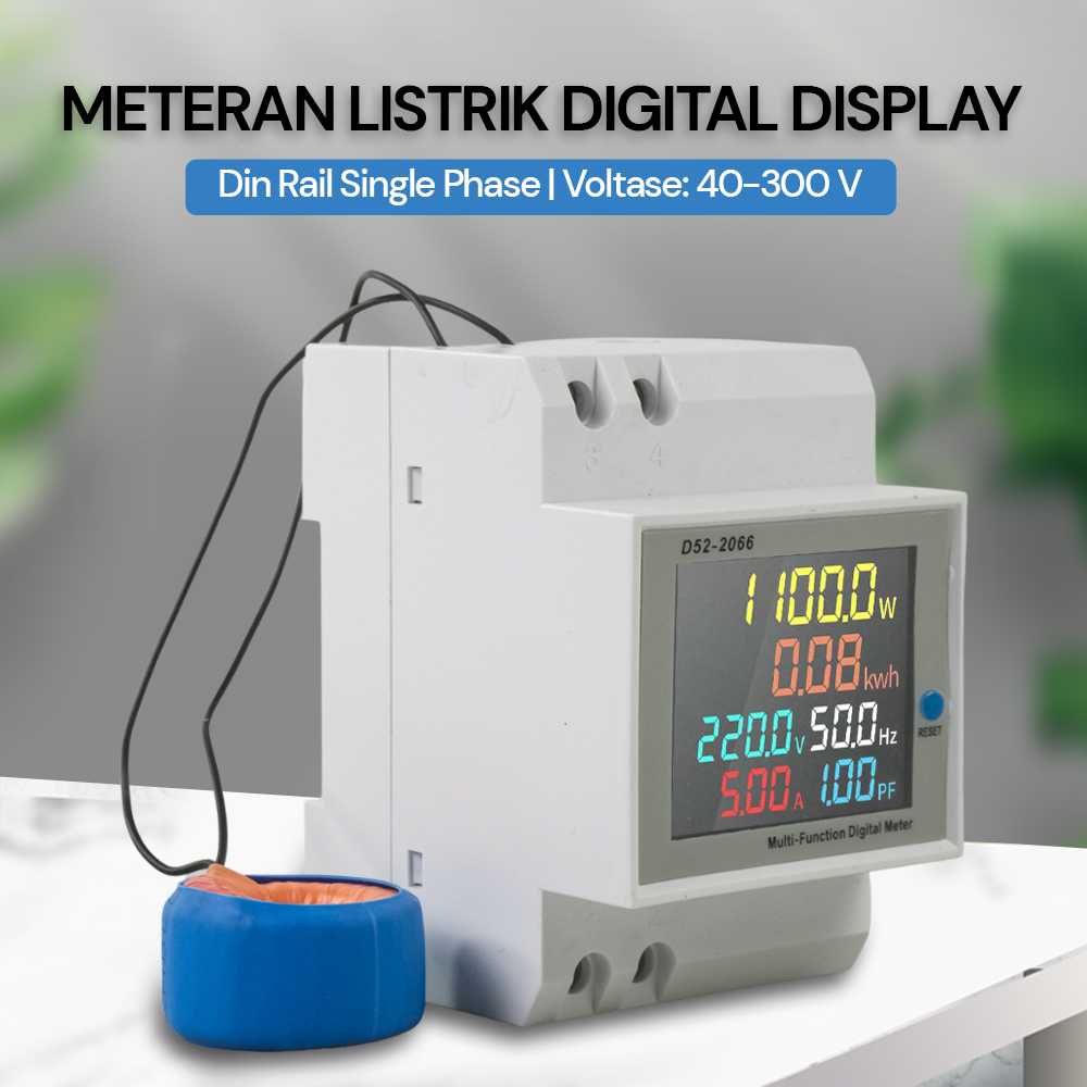 Jual Meteran Listrik Digital Single Phase 300V Din Rail - D52-2066 ...