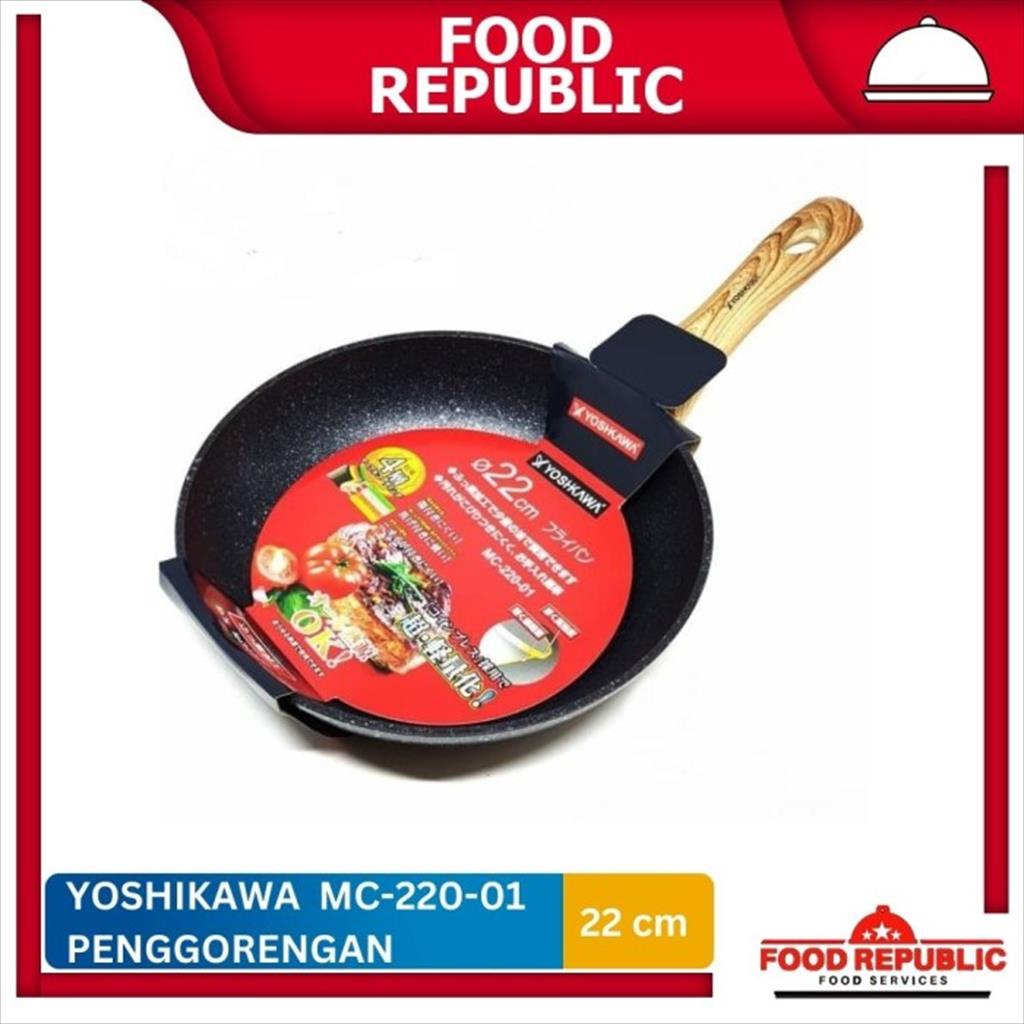 Jual Yoshikawa MC-220-01 Penggorengan Fry Pan Marble 22 cm Anti Lengket | Shopee Indonesia