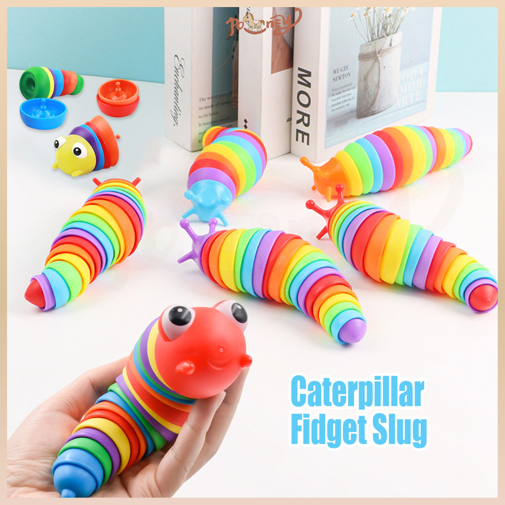 Jual Poney Mainan caterpillar fidget slug Mainan ulat warna warni Ulat ...