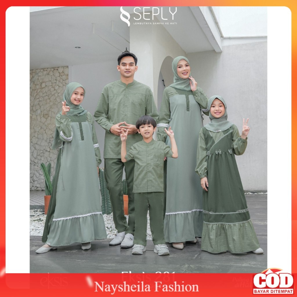 Jual Baju lebaran 2025 Sarimbit Keluarga Eksis 281 Matte Green Seply ...
