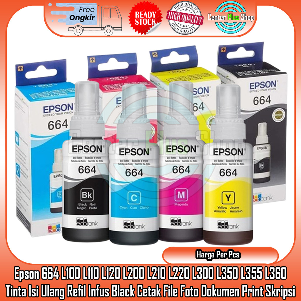 Jual Epson 664 Tinta 65 Ml Cyan Biru Magenta Merah Muda Black Hitam ...