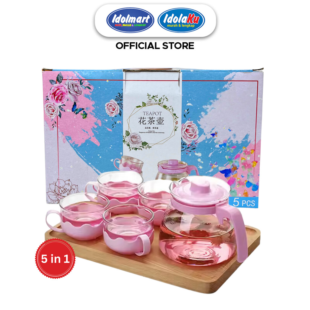 Jual IDOLAKU Teko Set Tea Pot Set Isi 4 Gelas Pitcher Set Gelas ...