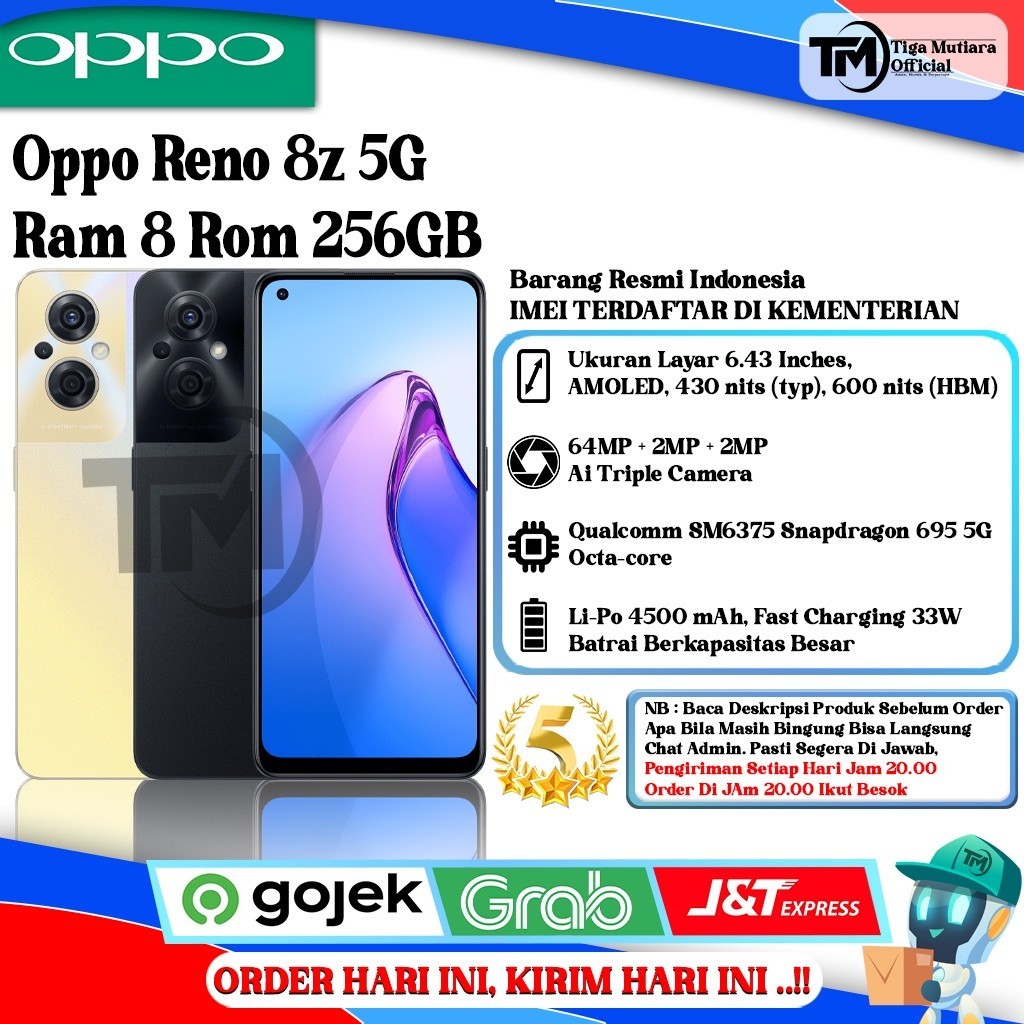 Jual Oppo Reno 8z 5G Ram 8 Rom 256GB Segel Original & Bergaransi Resmi ...