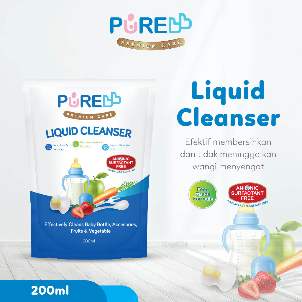 Jual PURE BB Liquid Cleanser 200ml Refill Sabun Cuci Botol Bayi Pure ...