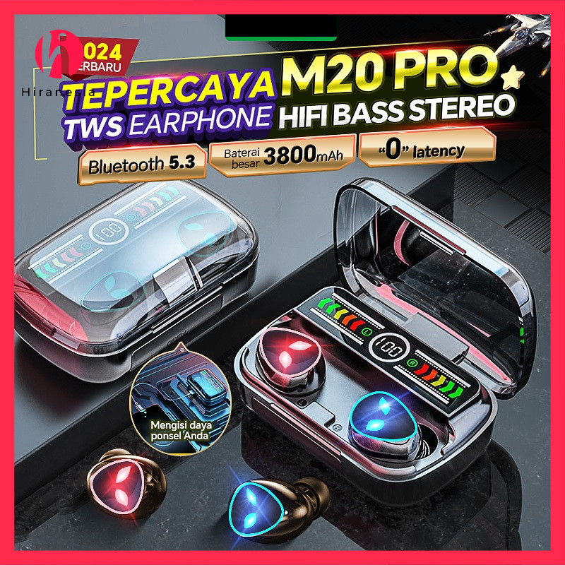 Jual 【MAKASSAR】HIRANESIA New 2024 TWS M20 pro Headset Bluetooth Earphone Powerbank 3800mAh Full ...