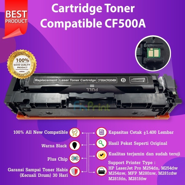 Jual Cartridge Toner HP 202A CF500A Black Compatible Printer M254 M280 ...