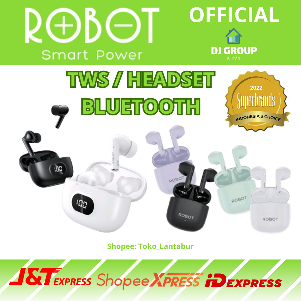 Jual TWS ROBOT Original T70 T60 Airbuds Deep Bass Display Headset ...