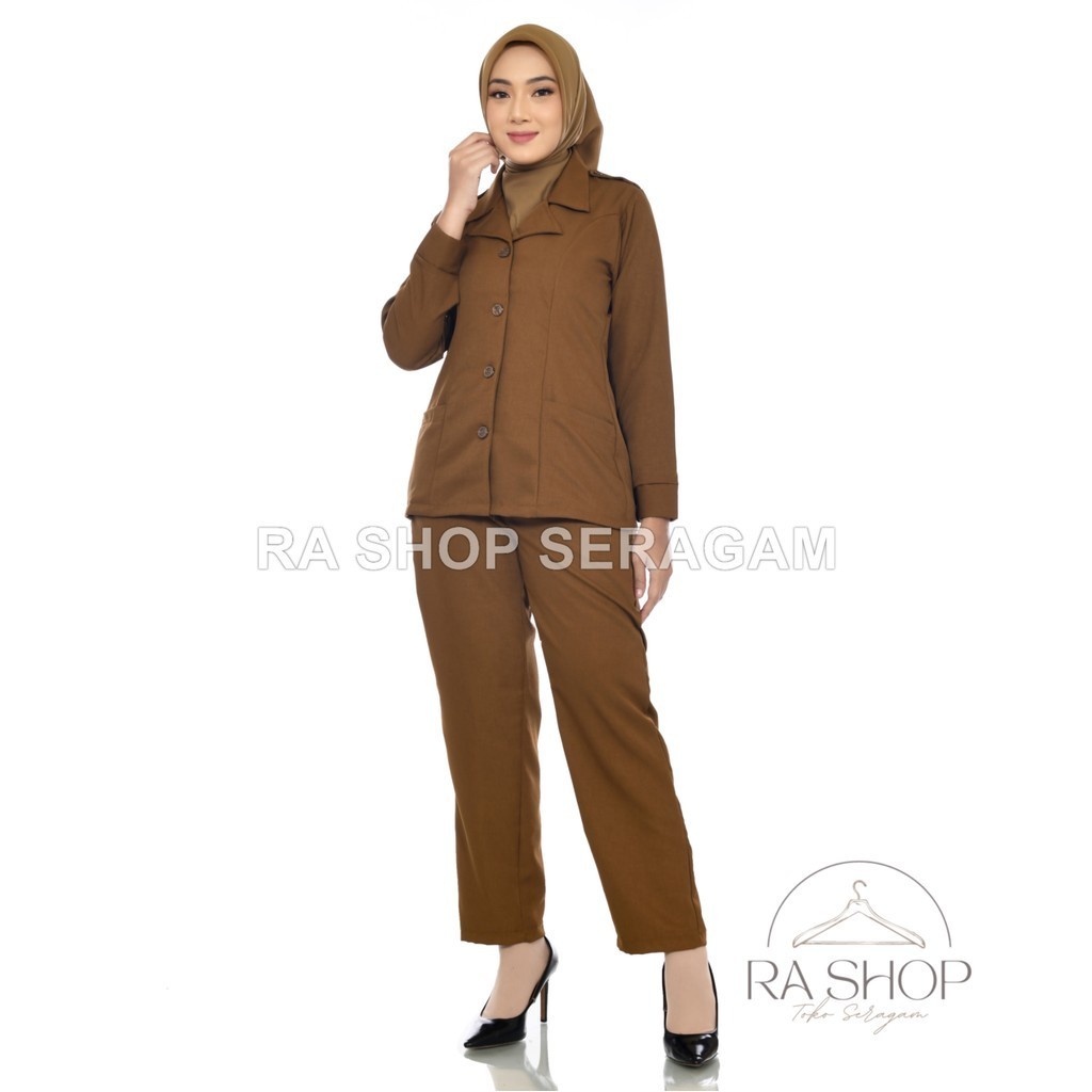 Jual Seragam PDH Wanita PNS - Setelan Dinas Khaki Tua - Baju Formal Kerja Gaya Profesional ...