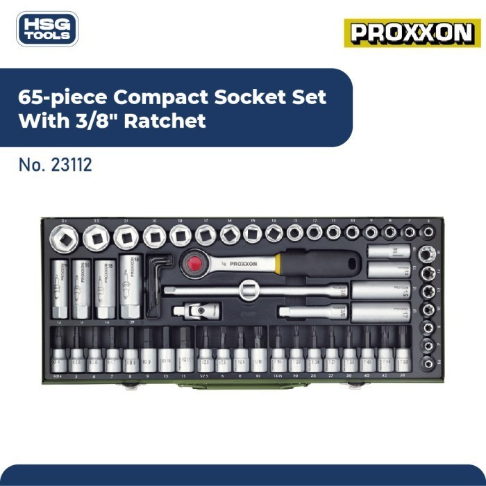Jual PROXXON 23112 KUNCI SOK SET SUPER COMPACT SOCKET SET 3/8" RATCHET 65PC | Shopee Indonesia