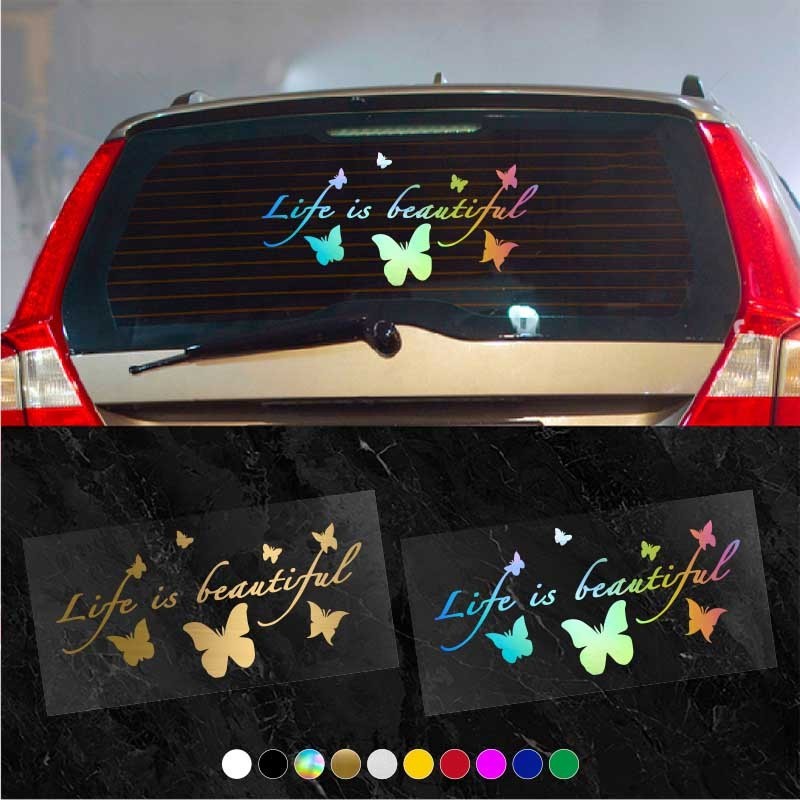 Jual Stiker Kaca Mobil Life Is Beautiful Stiker Body Bodi Mobil Kata ...