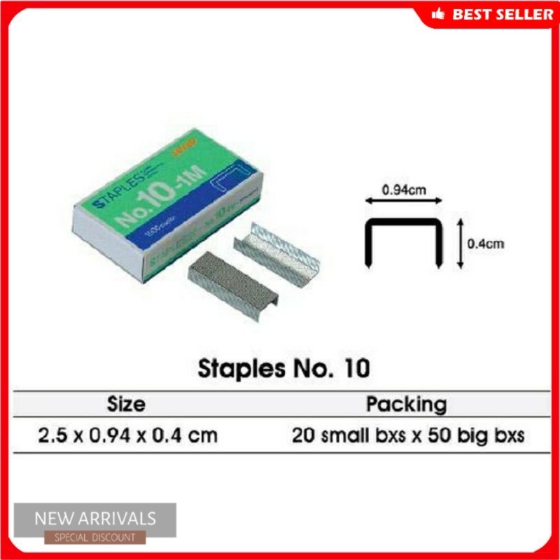 Jual JOYKO isi staples No. 10-1M staples stapler kecil biasa 1 Pack ...