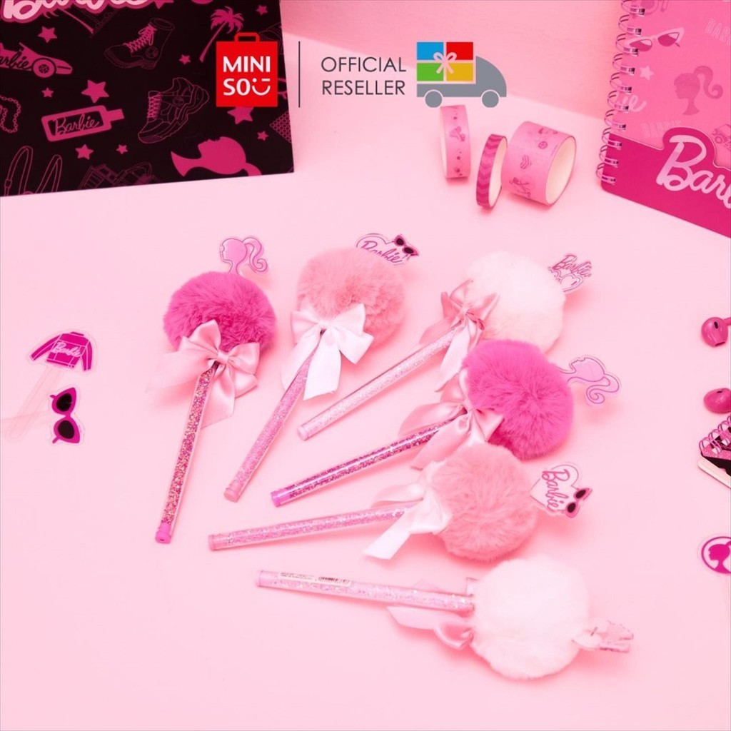 Jual MINISO x BARBIE Fluffy Ball Gel Pen / Pulpen | Shopee Indonesia