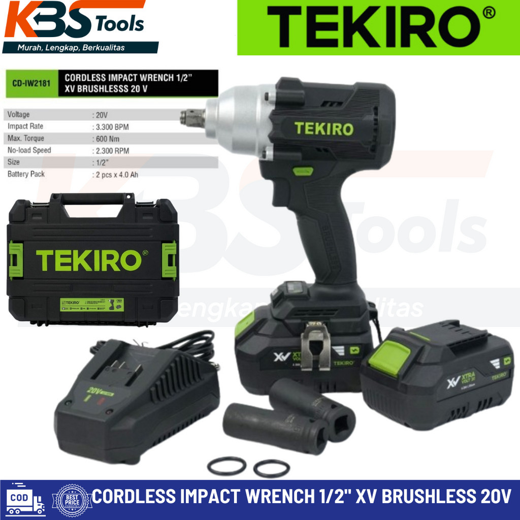 Jual Tekiro Mesin Cordless Impact Wrench 1/2" XV Brushless 20V Pembuka ...