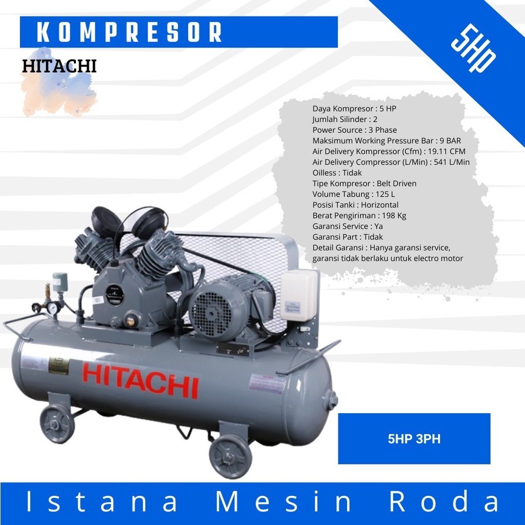 Jual Kompresor Kompressor Air Compressor Hitachi Bebicon 5 hp 3 phase ...