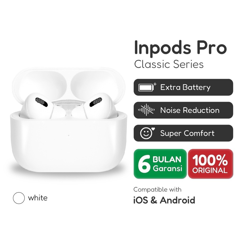 Jual Inpods 13/3 Pro White Headset Bluetooth TWS IOS & Android | Shopee Indonesia