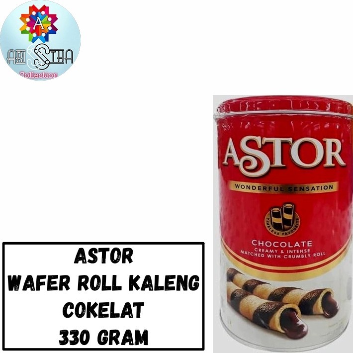 Jual Astor Wafer Roll Double Chocolate Kemasan Kaleng 330 Gram | Shopee ...