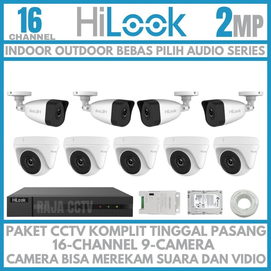 Jual PAKET CCTV HILOOK 2MP 16 CHANNEL 9 CAMERA TURBO HD KAMERA CCTV AUDIO | Shopee Indonesia