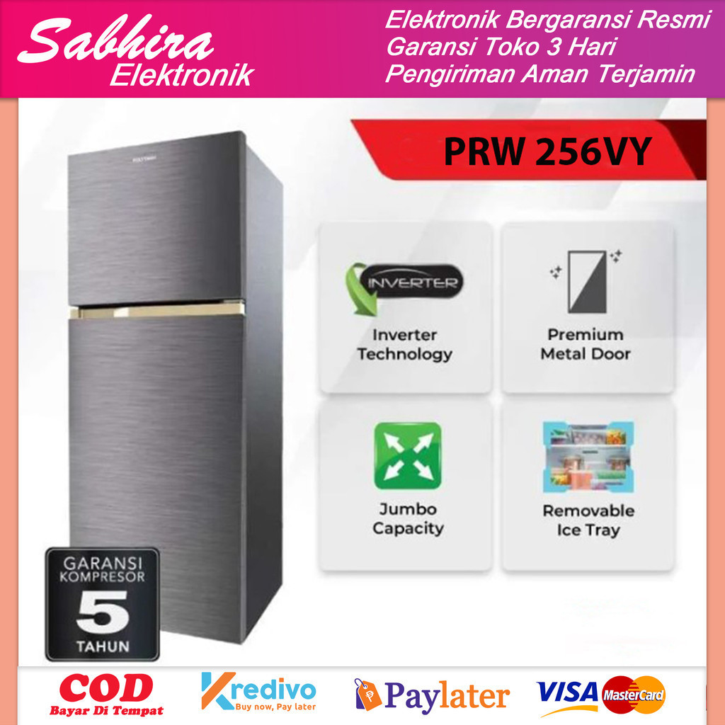 Jual Kulkas Polytron metal jumbo 2 pintu varia 240 liter prw 256y ...