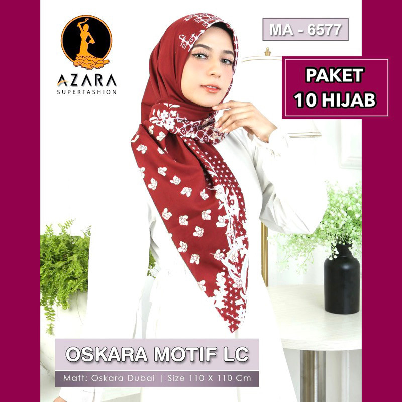 Jual OR84G 10 Hijab Segi Empat Voal Oskara Motif Kode Baru 2024 LC ...