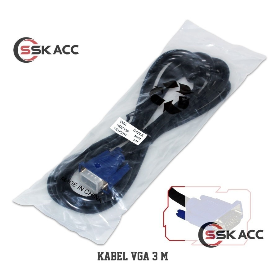 Jual KABEL VGA 3 METER / CABLE VGA 3M / VGA 3 M SSKACC-KOMPUTER | Shopee Indonesia