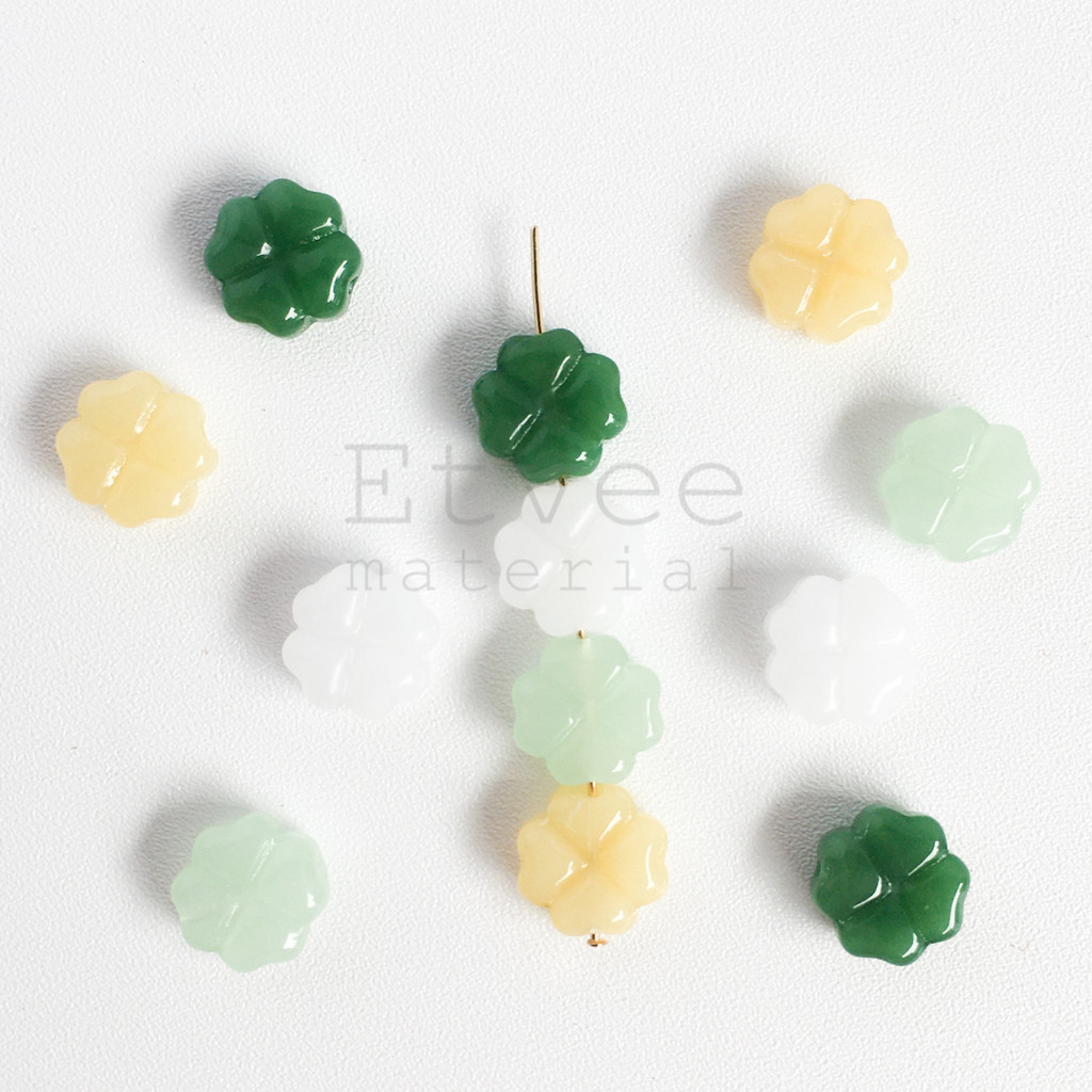 Jual LB09 glass bead manik giok bunga clover lubang DIY | Shopee Indonesia