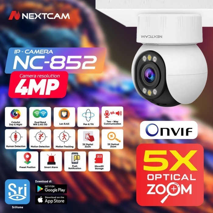 Jual NEXTCAM Kamera cctv Wireless Wifi Indoor 4MP 5X Optical Zoom PTZ ...