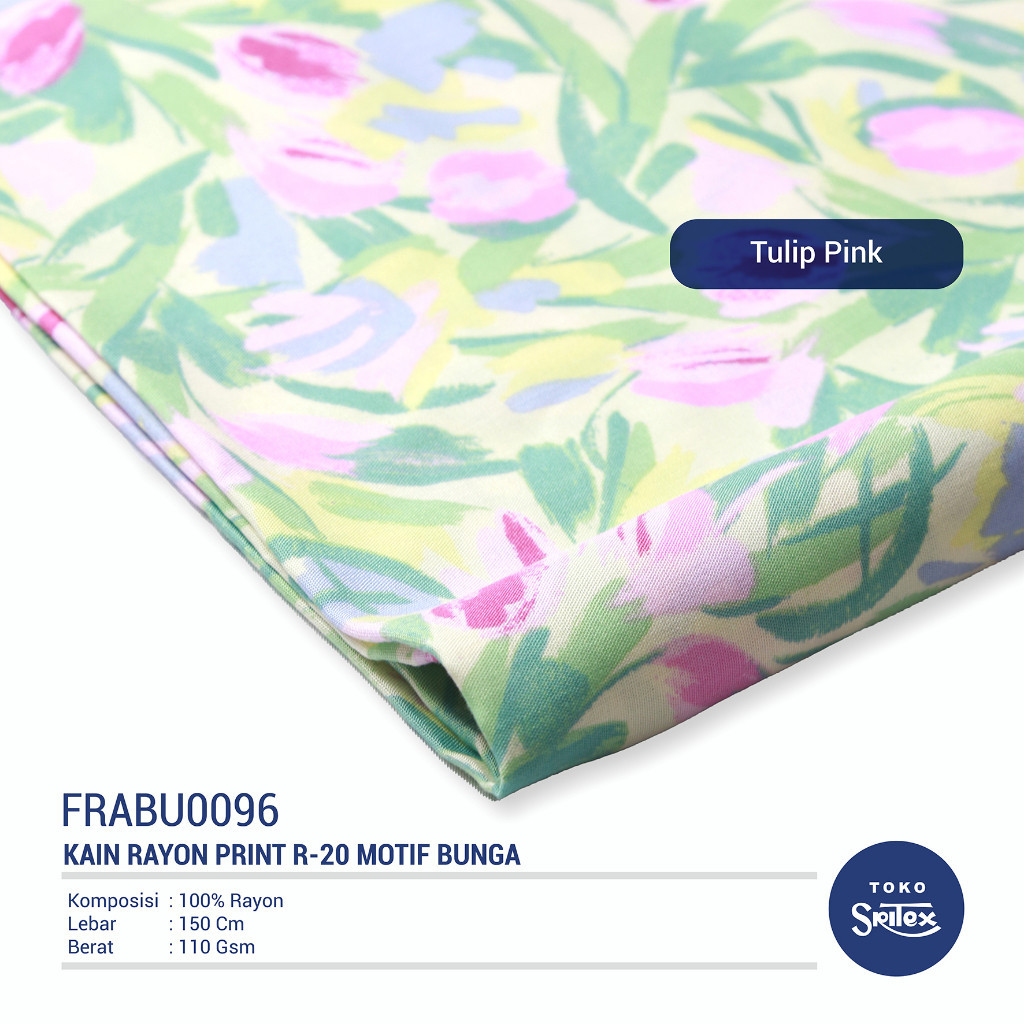 Jual Toko Sritex Kain Rayon Print Bunga Tulip Premium Ekspor, R20 ...