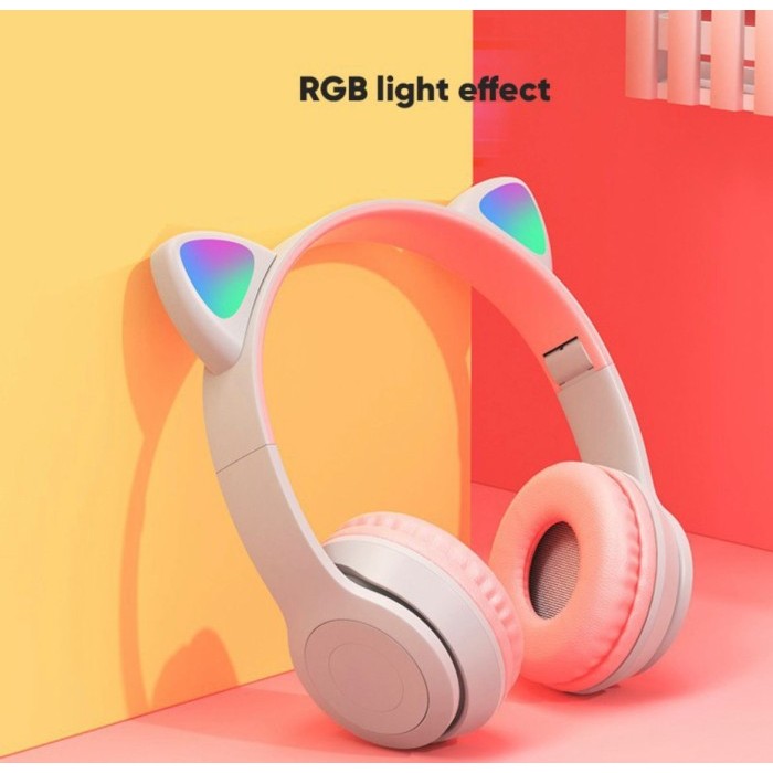 Jual Headphone Telinga Kucing Bluetooth Wireless LED Ear Cat Gaming ...