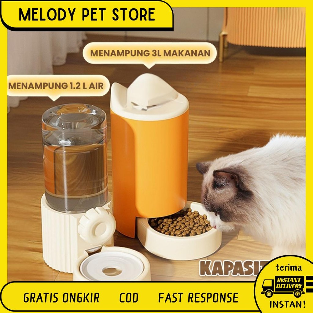 Jual melodyps DISPENSER MAKAN MINUM 1100L Pet Feeder Dengan Bell Tempat ...