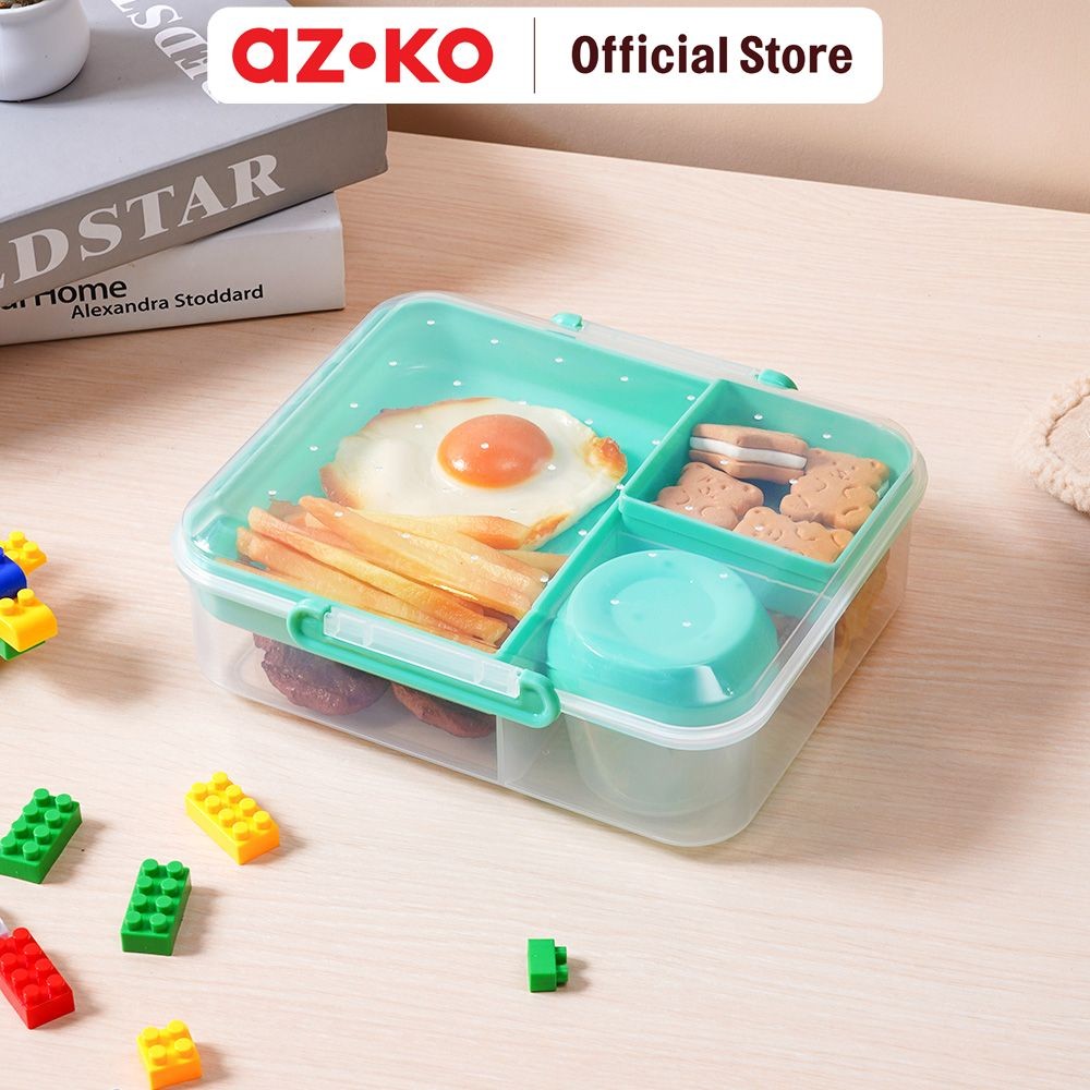 Jual AZKO Ataru 2.15 ltr Kotak Makan 3 Kompartemen Plastik Pp - Hijau lunch box food grade food ...