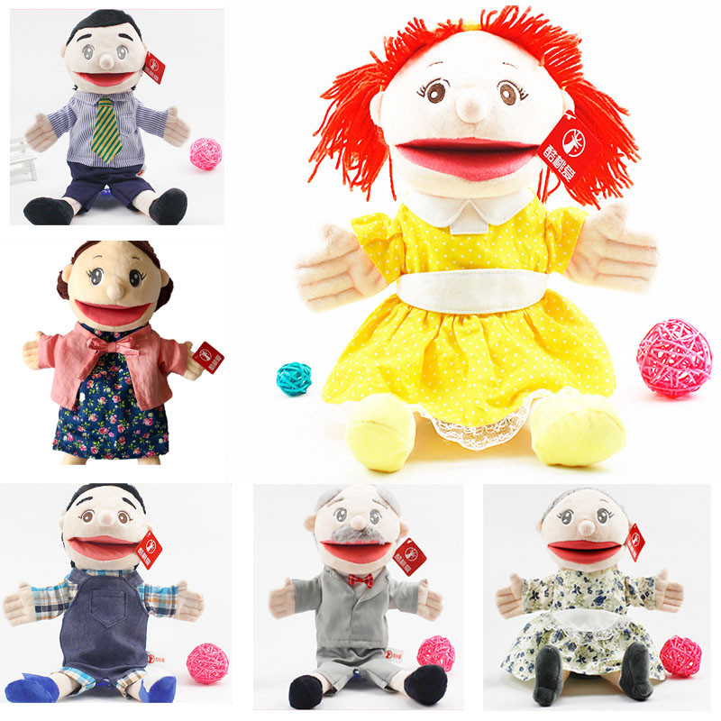 Jual 35cm family open mouth glove puppets kindergarten show mom ...