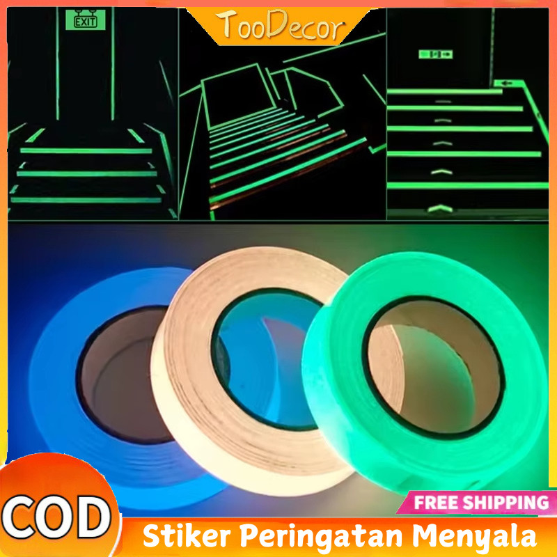 Jual 3cm*5M Stiker Peringatan Menyala Dalam Gelap Pita Hijau Menyala ...