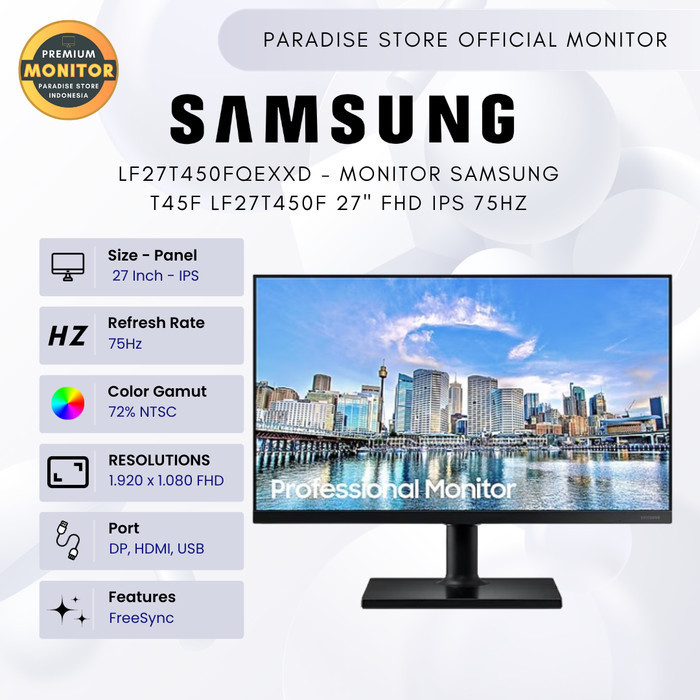 Jual Monitor Samsung T45F LF27T450F 27" FHD IPS 75Hz LF27T450FQEXXD ...