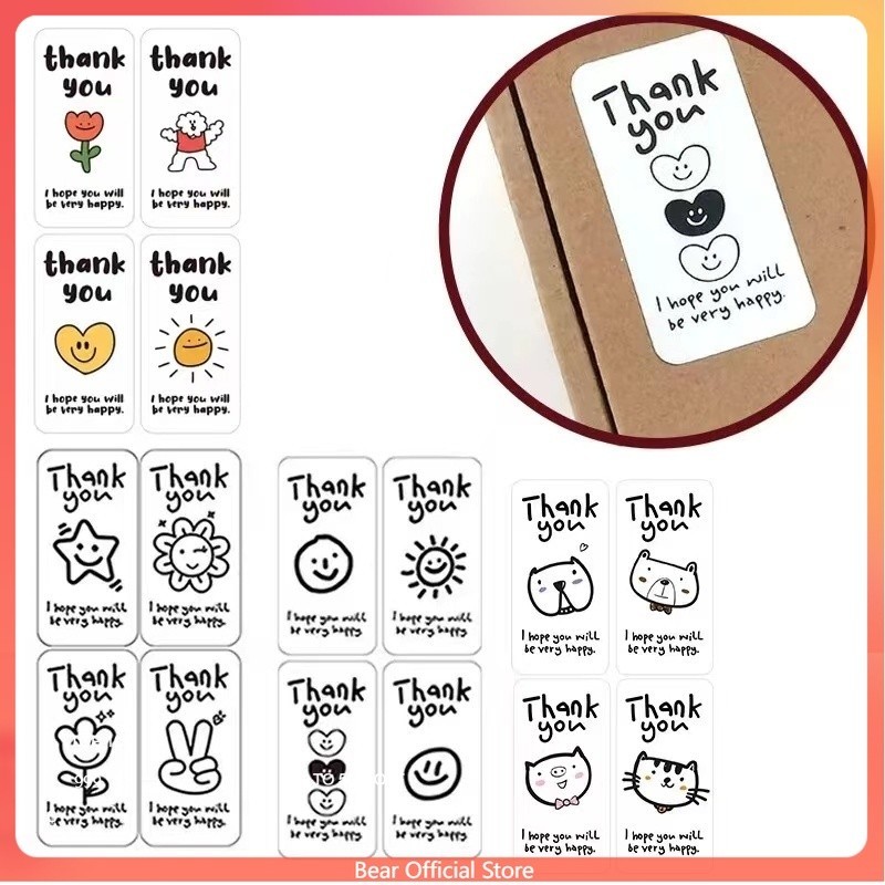 Jual 100 lembar - stiker label pesanan terima kasih/stiker segel kotak ...