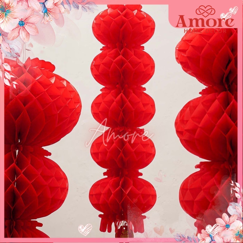 Jual 2PCS LAMPION PLASTIK TEBAL LAMPION IMLEK BULAT SUSUN HONEYCOMB ...
