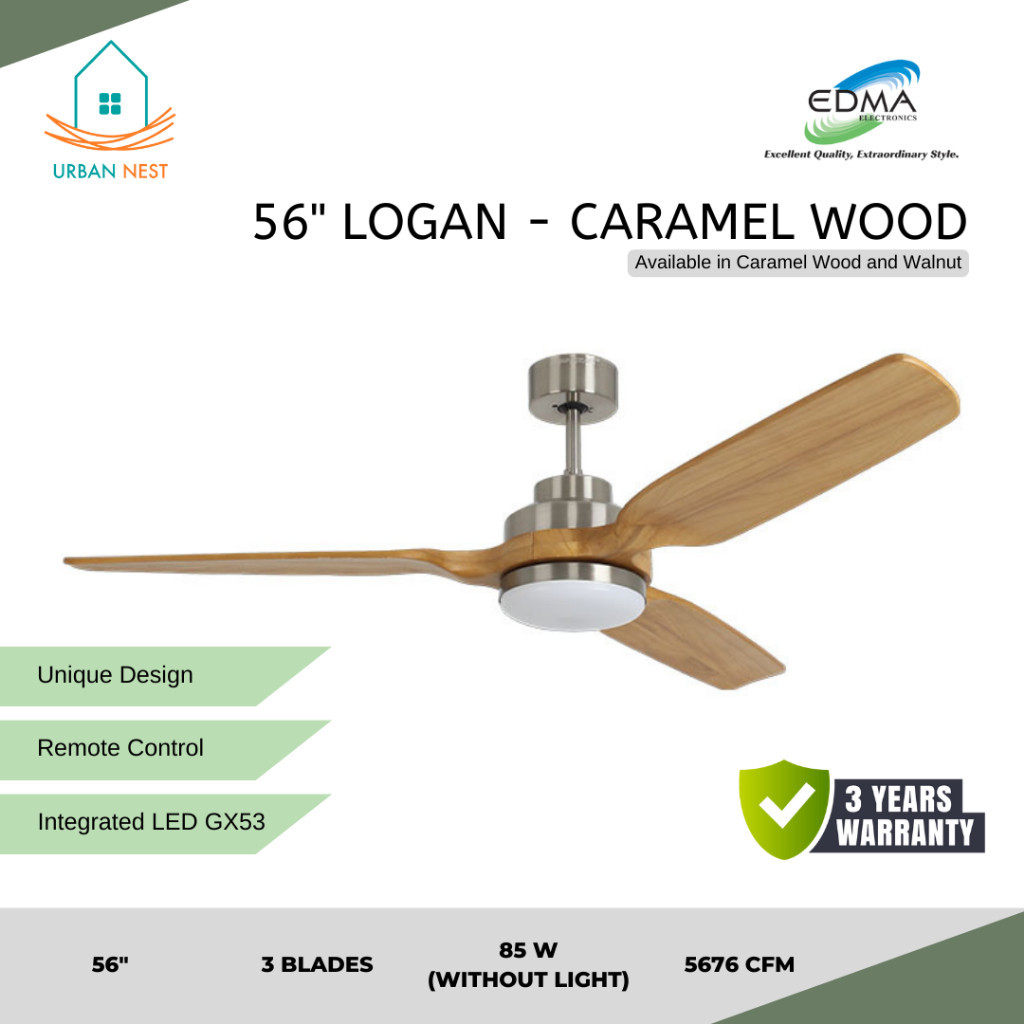 Jual MT EDMA Logan 56" Kipas Angin Kayu Gantung LED Dekoratif Ceiling Fan 56 inch | Shopee Indonesia
