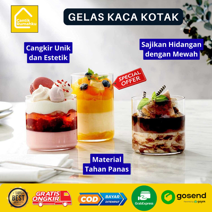 Jual Gelas Kaca Dessert Minuman Puding Yogurt Mocktail Minum tahan ...